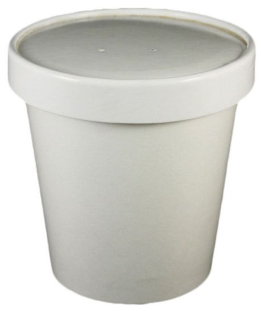 16 oz (Pint) White Paper Ice Cream Container w/Paper Lid (vented) Comb ...